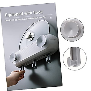 YARNOW 1pc Storage Rack Washcloth Holder Pan Holder Pot Lid Rack Wall Shelf Brackets Pot Lid Holder Pot Lid Storage Rack Wall Organizer Rack Chopping Board Stand Tableware Plastic Grey