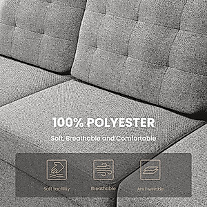 PHI VILLA Convertible Sectional Sofa for Living Room - Modular Sectional Sofa Couch with Seats Storage/Movable Ottoman