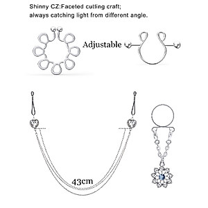 Hnxnskt Fake Nipple Rings Adjustable Dangle Nipple Rings Non-Piercing Nipple Rings Clip On Nipplerings Faux Body Piercing Jewelry for Women Men