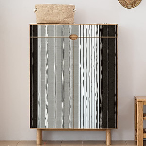 TAOHULIN 17.7" x 196" Black and Gray Stripe Contact Paper Peel and Stick Shelf Liner Stripe Pattern Self Adhesive Wallpaper for Cabinets Dresser Drawer Table Cupboard Walls Furniture Countertop