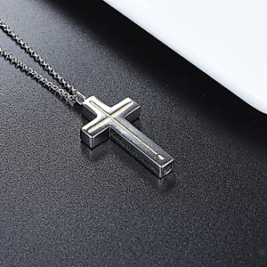QIUQIULU 925 sterling silver cross souvenir ashes necklace urn pendant (gold)