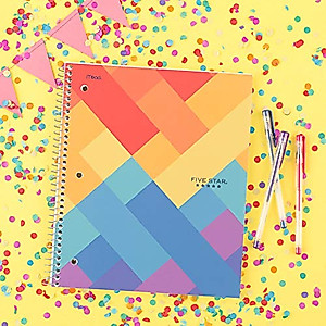Five Star Spiral Notebooks, 1 Subject, College Ruled, 11" x 8-1/2", Cute Designs Bright Colors, 3 Pack (51180)