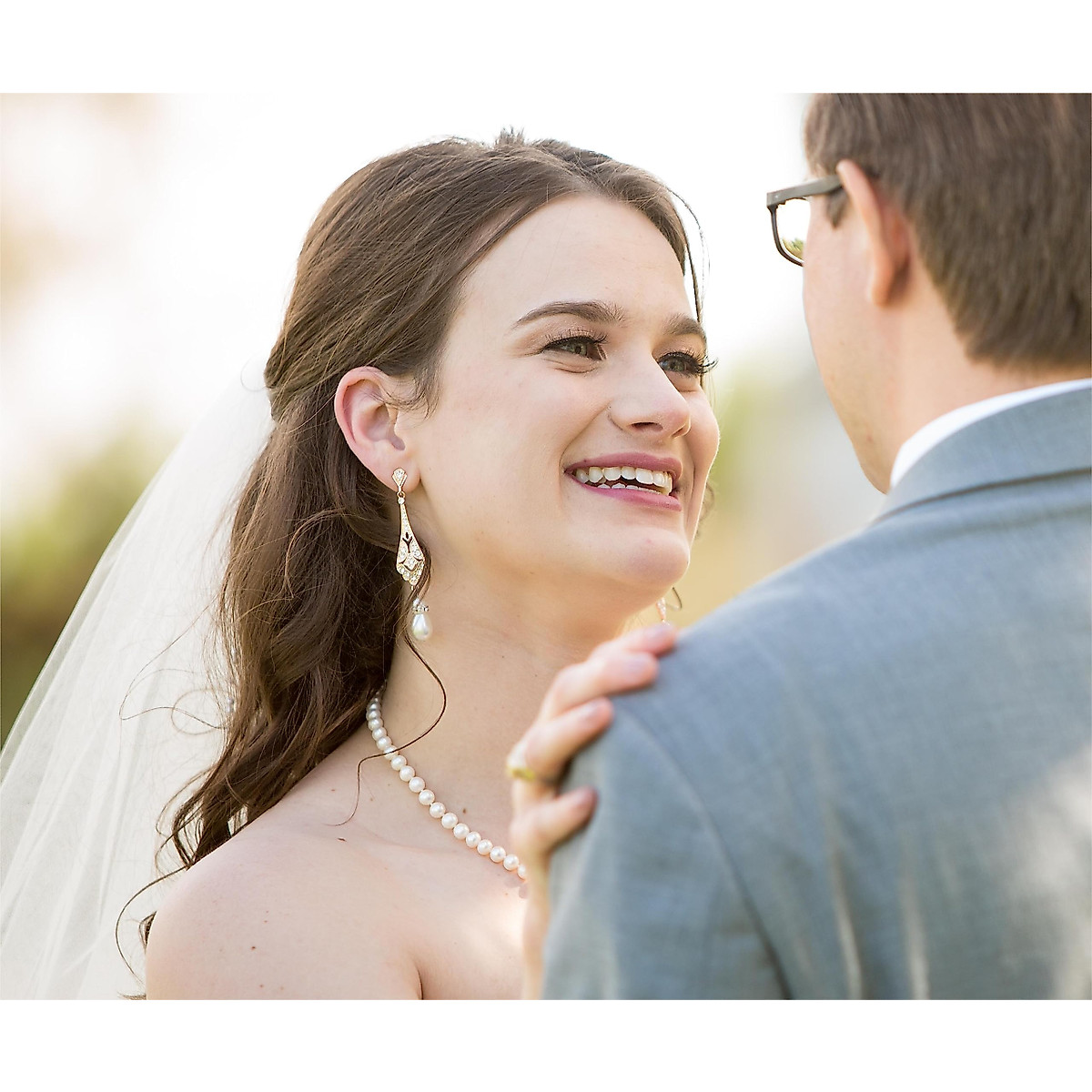 BABEYOND 1920s Vintage Wedding Pearl Dangle Drop Earrings Art Deco Gatsby Earrings (Style 5-Rose Gold)