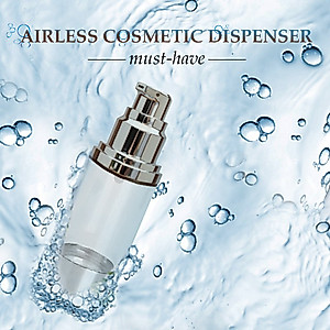 Sterile Airless Pump Container - 1oz Refillable Travel Pump Bottle for Makeup, Serums & Creams - Lightweight, Shockproof & Leakproof - BPA Free