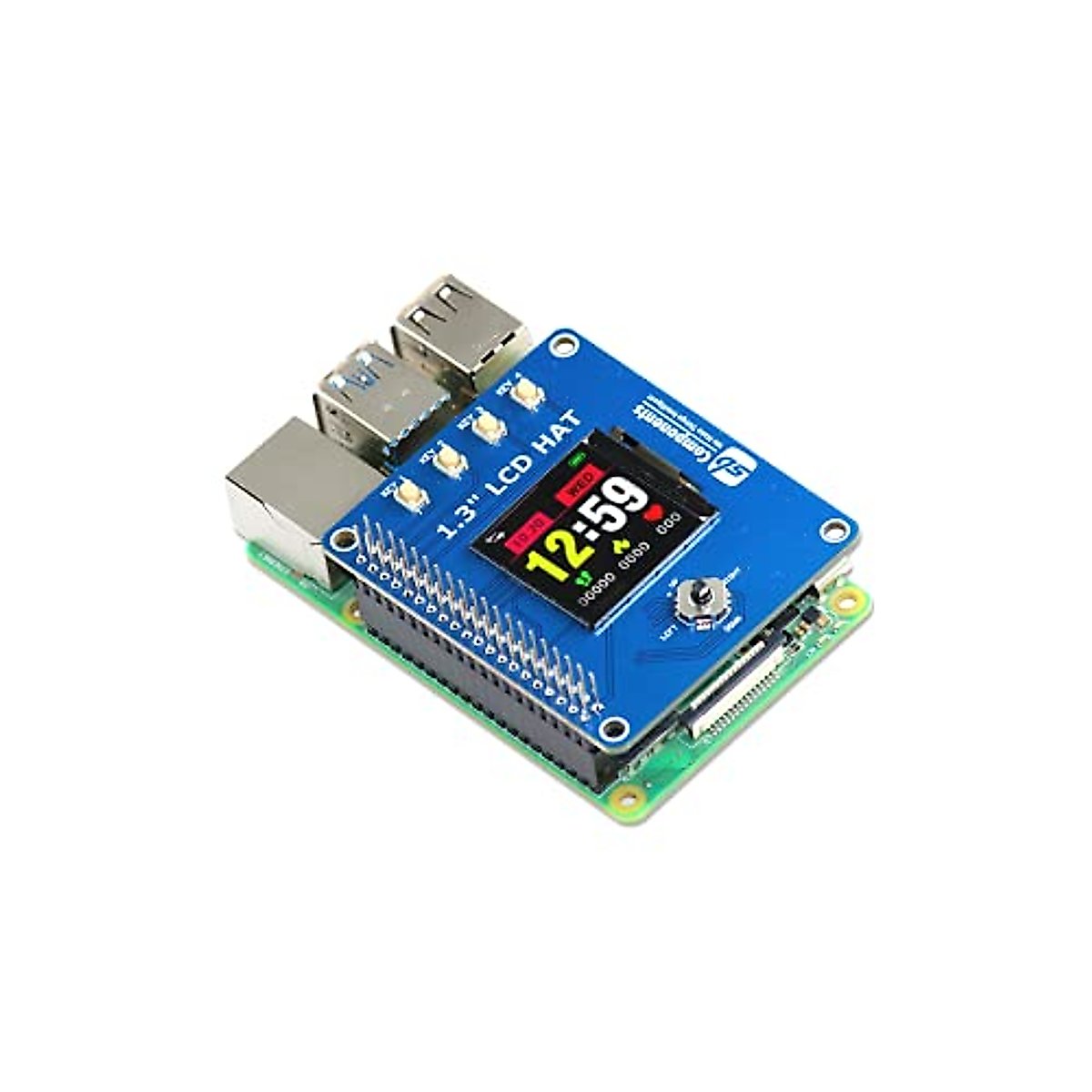 1.3inch LCD HAT for Raspberry Pi 4B/3B+/3B/2B/B+/A+/Zero and Zero W, 1.3" LCD Display, 240x240 Resolution, 65K RGB Colours Expansion Display Module for Raspberry Pi