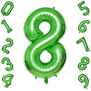 Green 8 Balloons,40 Inch Birthday Foil Balloon Party Decorations Supplies Helium Mylar Digital Balloons (Green Number 8)