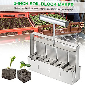 Irfora Handheld Soil Blocker 2-Inch Soil Block Maker Soil Blocking Tool with Dibbles Dibbers for Garden Prep