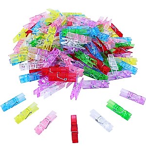 140 Pcs Mini Clothes Pins Colored - Small Clear Clips for Hanging Picture String, 1.37 Inch Plastic Photo Clips Transparent, 7 Colors