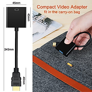 DTECH HDMI to VGA Adapter Cable for Computer Monitor PC TV 1080P HD Video (Male HDMI Input to VGA Output Female Connector)