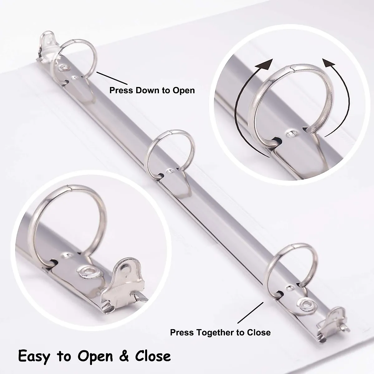 COMIX Sturdy 3 Ring Binder 0.5 inch with Clear View Cover, 1/2" Round Ring View Binder, PVC-Free, 100 Sheets Capacity of US Letter Size Paper, Office ＆ School Supplies, 12 Pack (White)