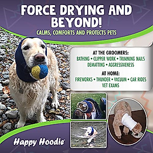 The Original Happy Hoodie for Dogs & Cats - Since 2008 - The Grooming and Force Drying Miracle Tool for Anxiety Relief & Calming Dogs (Large, Black)