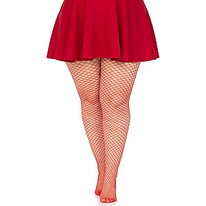 Leg Avenue Women's Spandex Industrial Fishnet Tights, Red, One Size