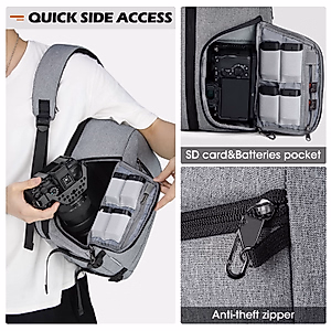SDYSM Camera Bag Backpack Professional for DSLR SLR Mirrorless Camera Waterproof Camera Laptop Backpack 14 Inch with Rain Cover Anti Theft Travel Camera Case Large Capacity Photography Backpack Grey