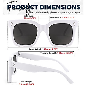 FEISEDY Vintage Oversized Square Sunglasses Womens Trendy Luxury Big Sun Glasses UV400 Protection Gradient Shades B2486