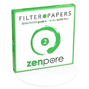 18.5 cm Lab Filter Paper, Standard Qualitative Grade 2 - ZENPORE Slow Flow 185 mm (100 Discs)