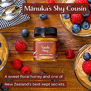 Mountain Valley Raw Honey Gift Set, Box of 6 with Premium New Zealand Manuka Honey MGO 83+, Pure Natural Honey Collection, 6 x 4.4oz Pots, Perfect Gourmet Food Gift for Families