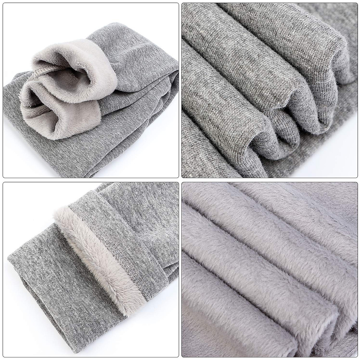 BOOPH Girls Winter Leggings Fleece Lined Kids Basic Pants for 7-8 Years Dark Gray