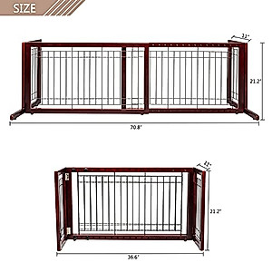 Bonnlo Free Standing Pet Gates for Dogs Indoor Dog Fence, Solid Wooden Dog Gates for The House,Doorways and Stairs, Doggie Gates for Indoors Adjustable from 40" to 71" Wide