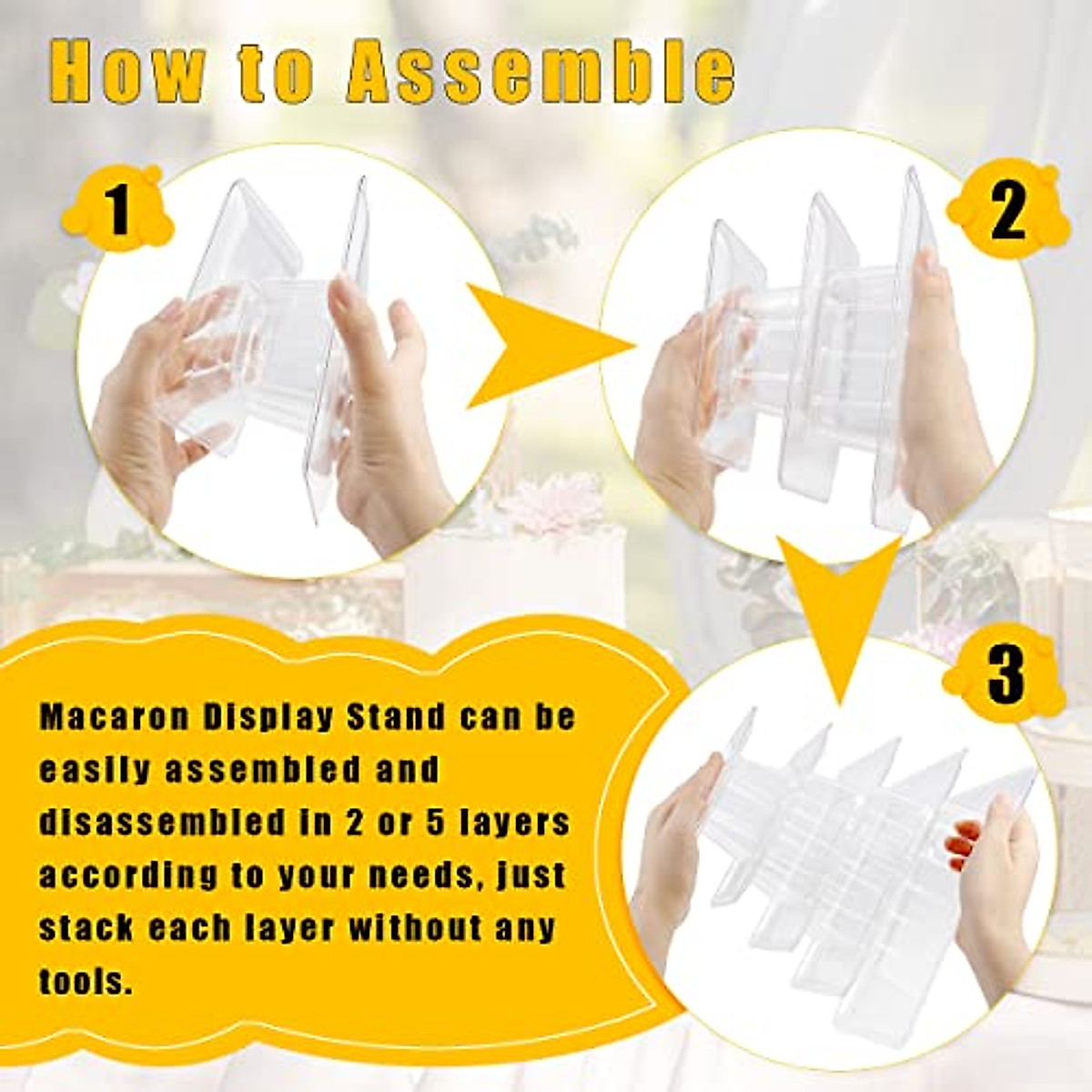 5 Tiers Square Macaron Tower Stand, Plastic Transparent Cake Stand Macaroon Display Rack Desserts Cupcake Holder Platter for Wedding, Birthday Party, Baby Shower, Party Decor by Greatstar