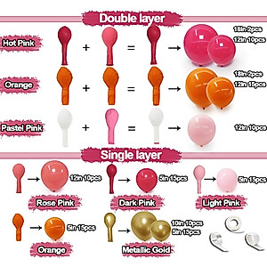 Pink Orange Balloon Garland Hot Pink Orange Gold Metallic Pastel Pink Balloon Arch Kit Latex Party Balloons For Baby Shower Birthday Wedding Rainbow Encanto Party Decorations