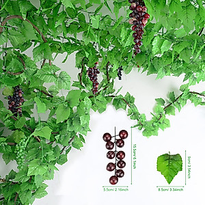 Woohome Artificial Greenery Chain Grapes, 8FT 10 Pack Grapes Vines Leaves Foliage Simulation Fruits for Garden Wedding Garland Home Room Outside Decoration