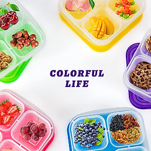 LileZbox 10 Pack Snack Containers for Kids Adults, Reusable BPA-Free Bento Snack Boxes Meal Prep Lunch Containers, Stackable Food Storage Containers for School, Work and Picnic (4 Compartment)