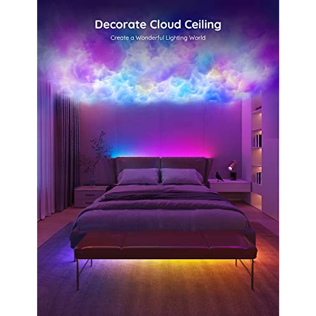 Govee RGBIC LED Strip Lights, 65.6ft Smart LED Lights for Bedroom, Bluetooth LED Lights APP Control, DIY Multiple Colors on One Line, Color Changing LED Lights Music Sync, Holidays,2 Rolls of 32.8ft