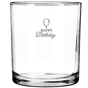 Happy Birthday Personalized Rocks Glass, 10.6 oz Laser Engraved Custom Birthday Whiskey Glass Gift, Engraving Included Prime