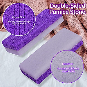 Foot Callus Remover Set,Pedicure Kit Includes 1 Stainless Foot Rasp Foot File,4 Foot Pumice Stone & 1 Nail Brush,Foot Scrubber Remove Hard Dry Skin,Foot Care Pedicure Tools for Wet and Dry Feet,Purple