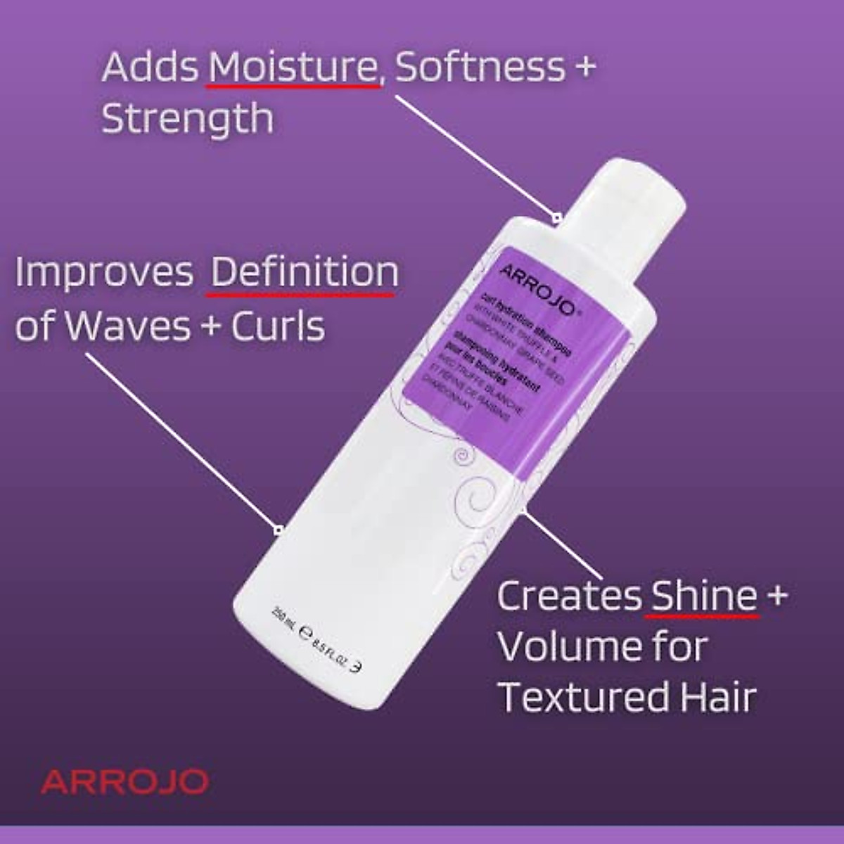 ARROJO Curl Hydration Curly Hair Shampoo – Paraben & Sulfate Free Shampoo – Anti Frizz Moisturizing Shampoo w/ White Truffle, Chardonnay Grape Seed – Wave-Defining Curl Shampoo (8.5 ounce)