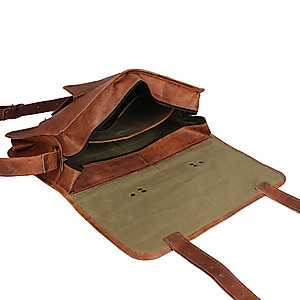 The Vintage Stuff 16" Handmade Leather Travel Messenger Office Crossbody Bag Laptop Briefcase College Satchel Computer Best Bag for Men and women Brown