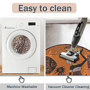 Round Area Rugs 3Ft Black Woman African Woman Modern Area Rug with Non Slip Backing Soft Carpet Kids Play Mat for Living Room Bedroom Patio Rugs, Washable