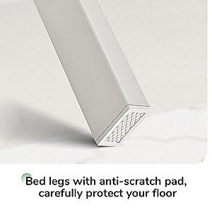 Novilla King Size Bed Frame without Headboard, Metal Platform Bed Frame, No Box Spring Needed, Heavy Duty, Wood Slat Support, Easy Assembly, White