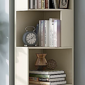 WILK 5-Layer Cube Corner Bookshelf Solid Wood Corner Bookcase, White, 15.7(L) x 15.7(W) x 71.7(H)