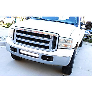 iJDMTOY Lower Grille 20-Inch LED Light Bar Compatible with 1999-2007 Ford F250 F350 Super Duty, Includes (1) 120W High Power LED Lightbar, Lower Bumper Opening Mount Brackets & On/Off Switch Wiring