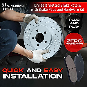 R1 Concepts Front Brakes and Rotors Kit |Front Brake Pads| Brake Rotors and Pads| Optimum OEp Brake Pads and Rotors|fits 2013-2022 INFINITI JX35, QX60; Nissan Murano, Pathfinder