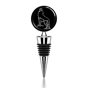 Wolf Howling Wine Bottle Stoppers Reusable Plug Wine Saver Corks for Beverage Holiday Party Kitchen Decorative