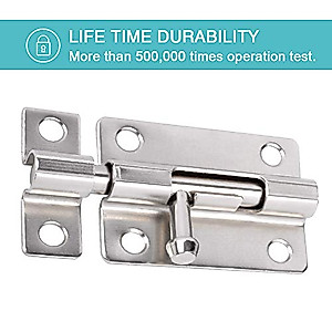 Door Security Slide Latch Lock, Keyless Entry Door Lock, Thickened Heavy Duty Steel Sliding Door Lock, Easy to Install Gate, Slide Latch Lock with 12 Screws