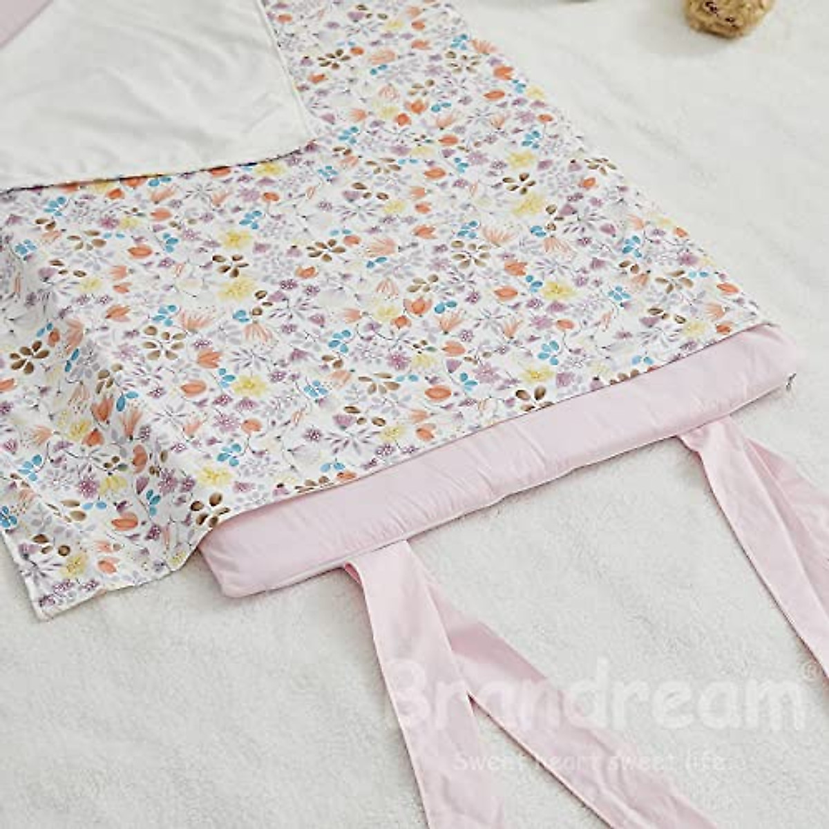 Brandream Toddler Nap Mat Set Girls Farmhouse Sleeping Bag with Pillow American Country Baby Kids Nap Mat Set with Soft Blanket Pink Flower Print,100% Cotton