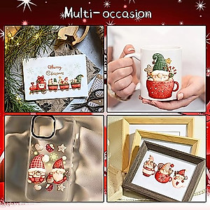 KJMYYXGS UV DTF Christmas Cup Wrap Transfer Sticker, 5 Sheets Gnome Rub On Transfers UV DTF for 16oz Glass Cup Gnome Rub On Transfers for Furniture Crafting Decorative Stickers for Glass Cups