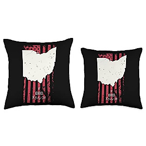 Ohio State Map USA Throw Pillow, 16x16, Multicolor