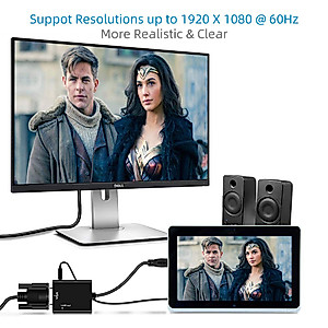 Unkonwn Micro HDMI to VGA Micro HDMI to VGA Converter with 3.5 mm Audio Jack, Compatible with Laptop