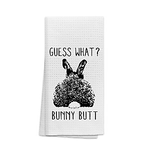 OHSUL Guess What? Bunny Butt Highly Absorbent Kitchen Towels Dish Towels Dish Cloth,Funny Bunny Rabbit Butt Hand Towels Tea Towel for Bathroom Kitchen Decor,Rabbit Lovers Teen Girls Gifts