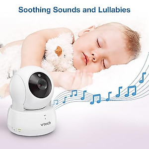 VTech VM924-2 Remote Pan-Tilt-Zoom Baby Monitor with 2 Cameras & Audio,5"LCD Screen,Up to 17Hrs Video Streaming&31Hrs Battery for Audio,Night Vision,1000ft Range,Soothing Sounds,Temperature Sensor
