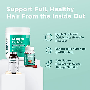 Inner Wellness Trio - Dietary Supplements for Full, Strong, Healthy Hair - Collagen Powder, Daily Vitamin, and Prebiotic Formula | Recommended by Dermatologist | Shapiro MD