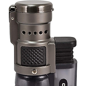 Vertigo by Lotus Cyclone Triple Torch Cigar Lighter Charcoal 2 Pack with FESS 62R V Cut Cigar Cutter (Charcoal)