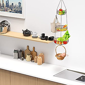 SimpleHouseware 3-Tier Fruit Hanging Basket, Bronze