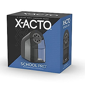 X-ACTO Pencil Sharpener, SchoolPro Electric Pencil Sharpener, Heavy Duty Electric Pencil Sharpener for School, Classroom and Teacher Supplies, Perfect Addition to Homeschooling Supplies, Black
