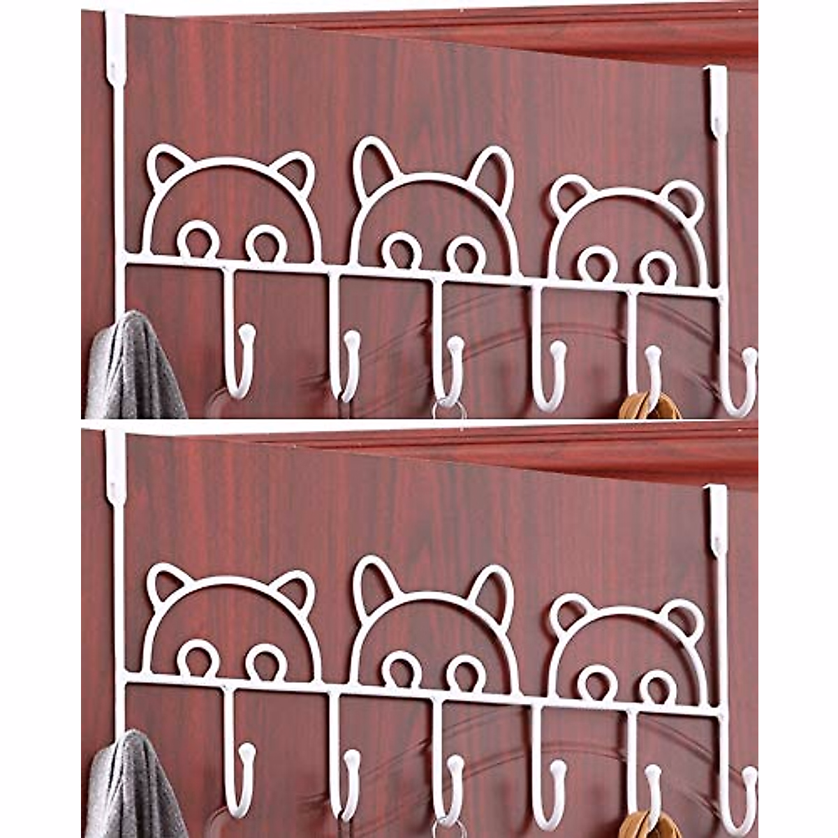 SHIMAJEE Animal Hanger Rack ( Set of 2 ) Over The Door Hanger Rack, Decorative Metal Door Hanger Holder for Coats, Clothes, Hats (White)