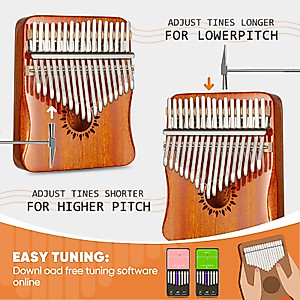AARVI Kalimba Thumb Piano 17 Keys, Portable Mbira Finger Piano Gifts for Kids and Adults Beginners (yellow)